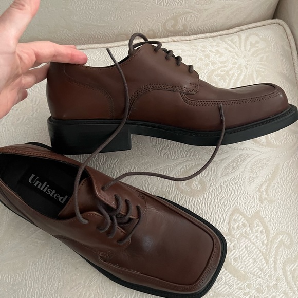 Unlisted | Shoes | Unlisted Brown Lace Up Loafers With Square Toenwt ...